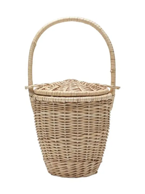 PATOU Woven Bucket Shoulder Bag - Beige