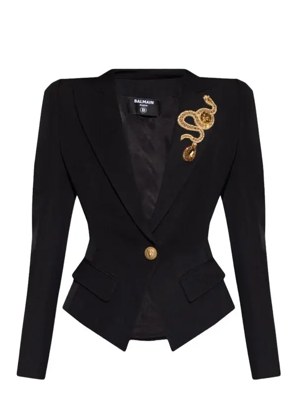 Balmain Crystal Embellished Tailored Blazer - Black