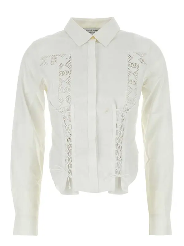 MARINE SERRE Upcycled Household Corset Shirt - White