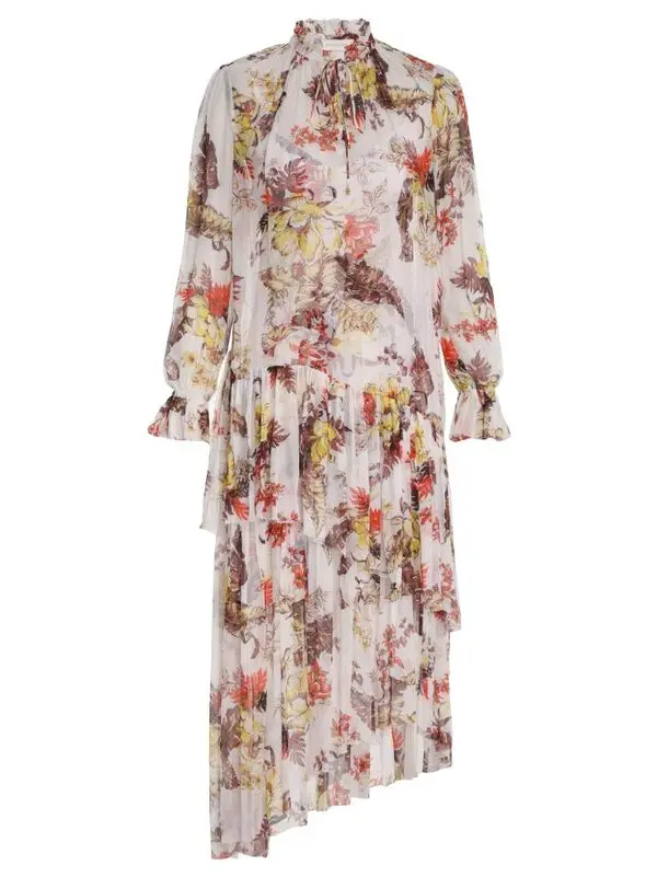 Zimmermann Floral Print Tiered Midi Dress - Pink