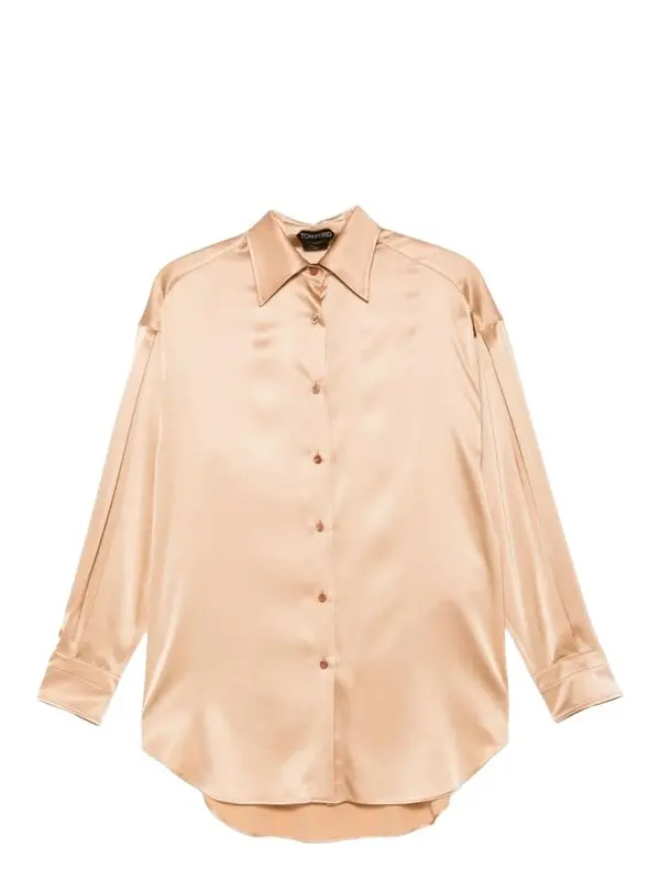 TOM FORD Relaxed Fit Satin Shirt - Sand Beige