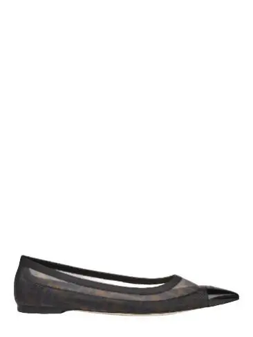 Fendi Ff Mesh Ballet Flats - Black And Brown