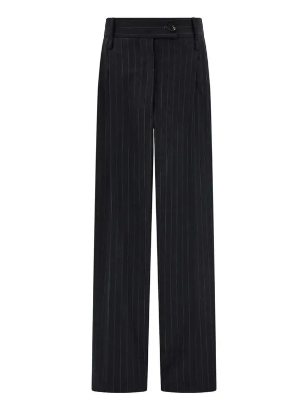 FERRAGAMO Pinstriped Tailored Trousers - Black