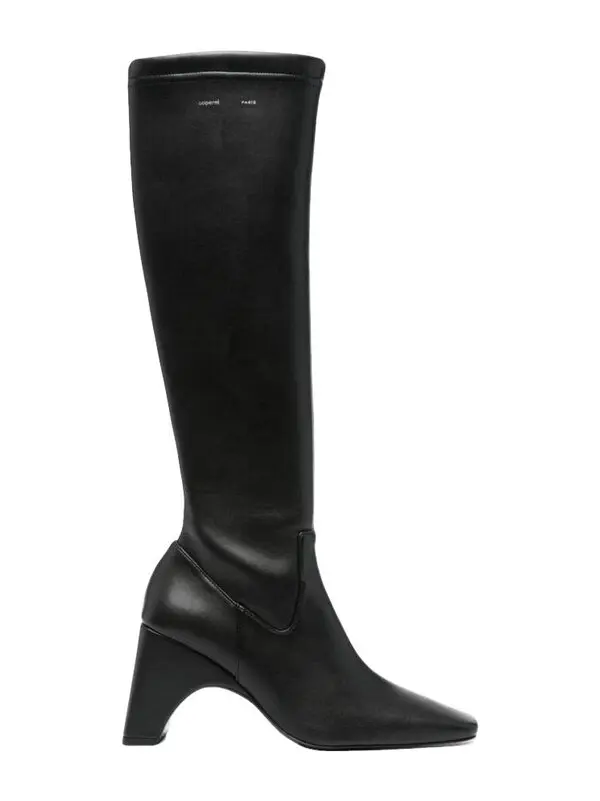 Coperni Knee-length Square-toe Boots With Side Zipper - Black