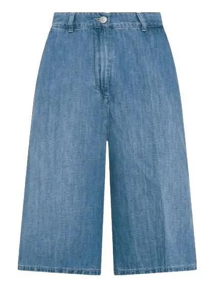 Seventy Blended Linen Denim Bermuda Shorts - Light Blue