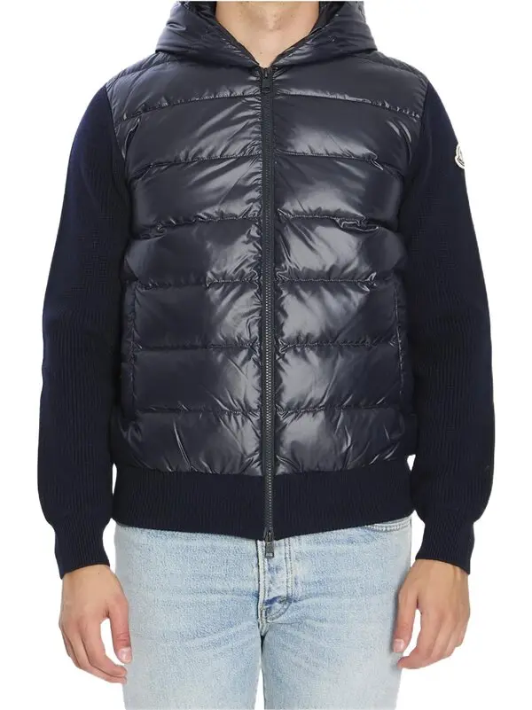 Moncler Padded Zip-up Cardigan With Hood - Dark Blue