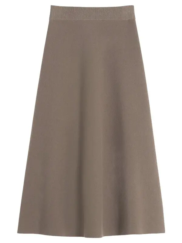LANVIN Fine Knit Flared Midi Skirt - Light Brown