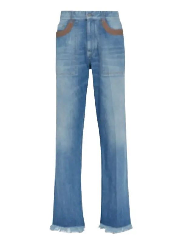 Fendi Logo Patch Denim Jeans - Blue