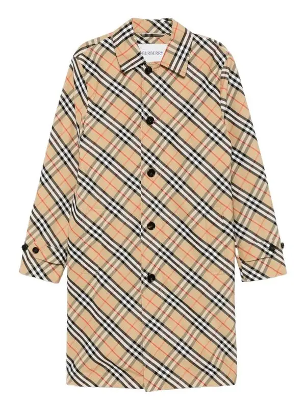Burberry Vintage Check Button-up Coat - Nude