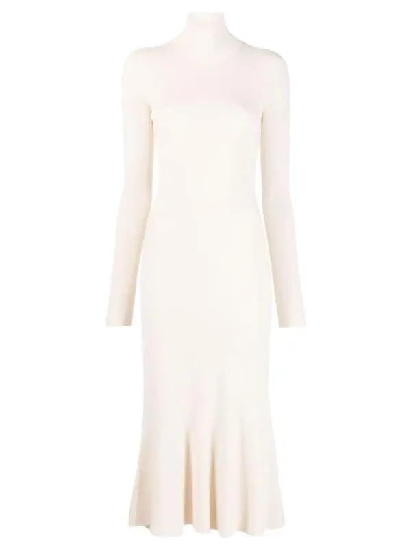 Balenciaga Roll-neck Knitted Dress - White