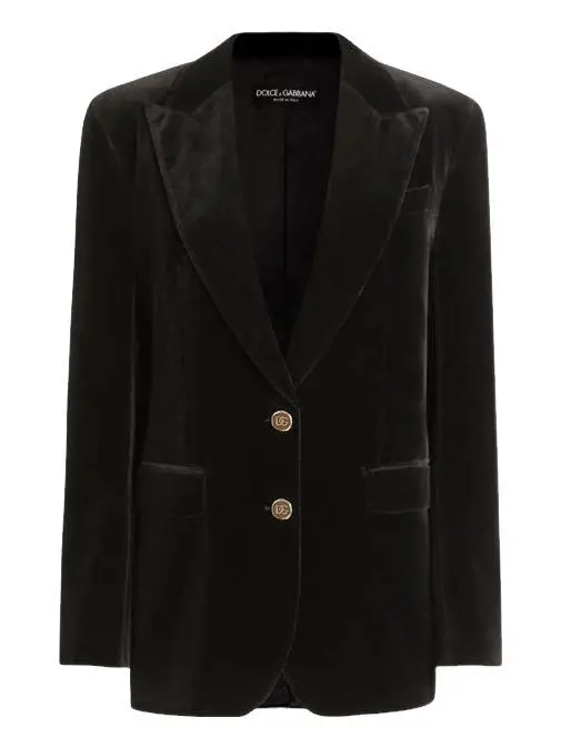 Dolce & Gabbana Single-breasted Velvet Blazer - Black