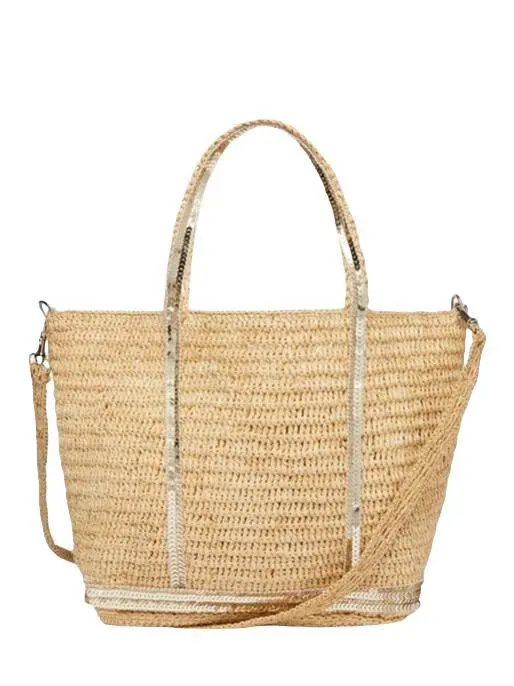 Vanessa Bruno Raffia Tote Bag With Sequins - Nude