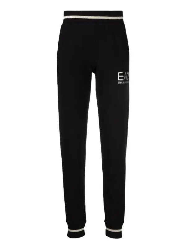 EA7 Logo-print Cotton Track Pants - Black