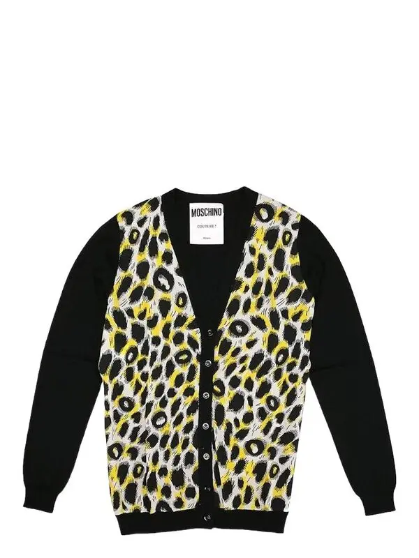 Moschino Leopard Knit Cardigan - Black