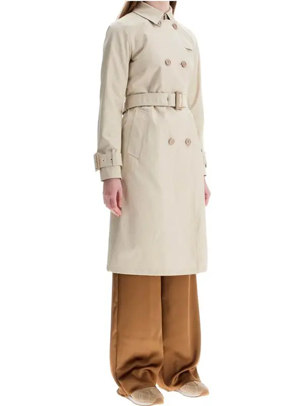 Herno Double-breasted Belted Coat - Nude