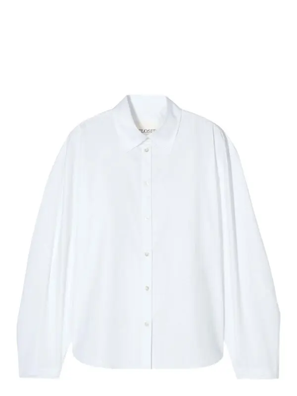 Closed Pleated Sleeve Shirt - White