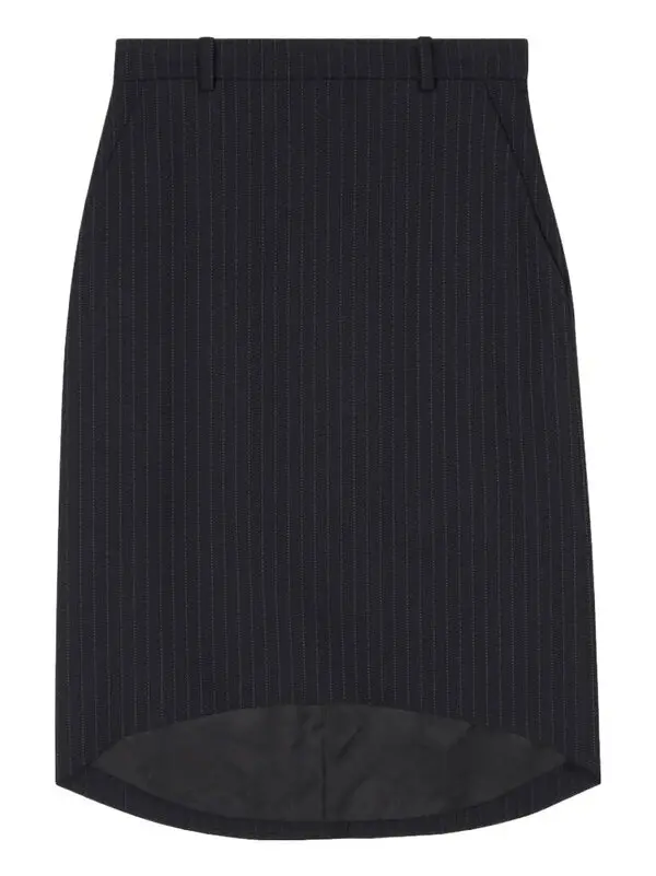 Balenciaga Hourglass Fine Stripe Twill Pencil Skirt - Black/white