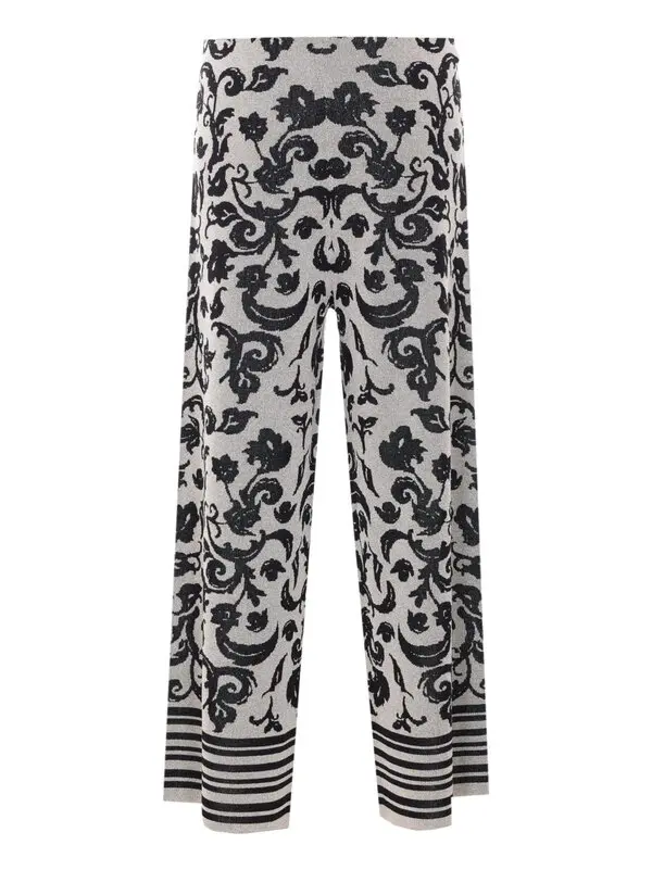 Liu Jo Floral Printed Wide Leg Trousers - Gray