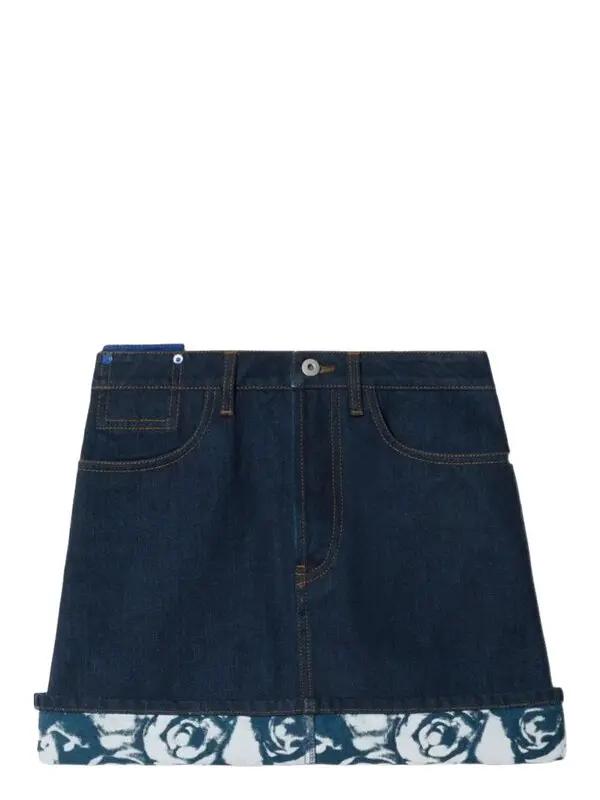 Burberry Japanese Rose Printed Denim Mini Skirt - Indigo