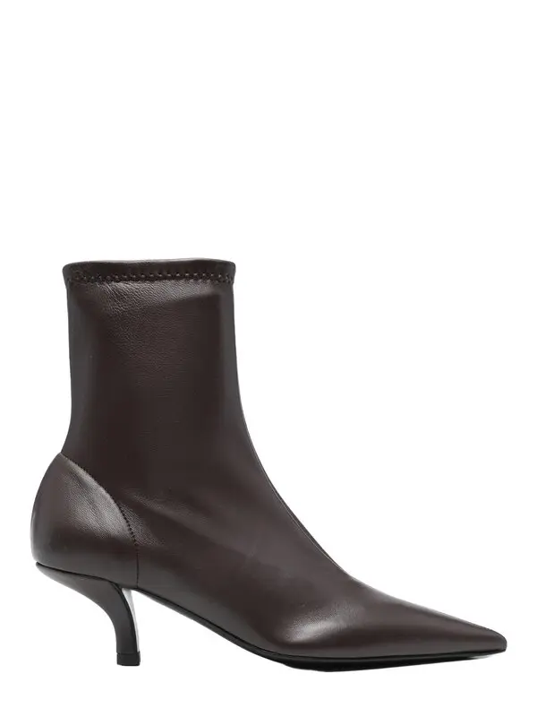 TOTEME Pointed Toe Heeled Sock Boots - Bark