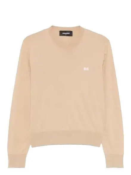 Dsquared2 Long Sleeve Cotton Crew Neck Sweater - Nude