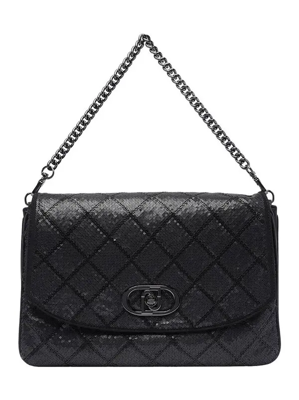 Liu Jo Logo Plaque Sequinned Shoulder Bag - Black