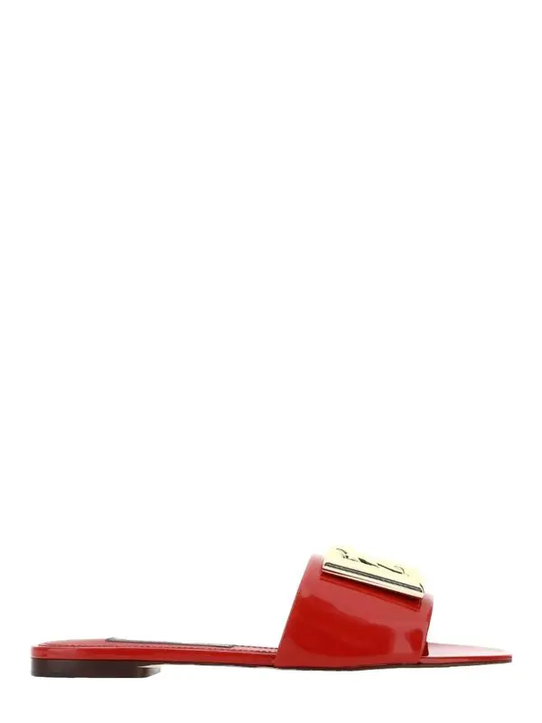 Dolce & Gabbana Logo Plaque Slip-on Slides - Red