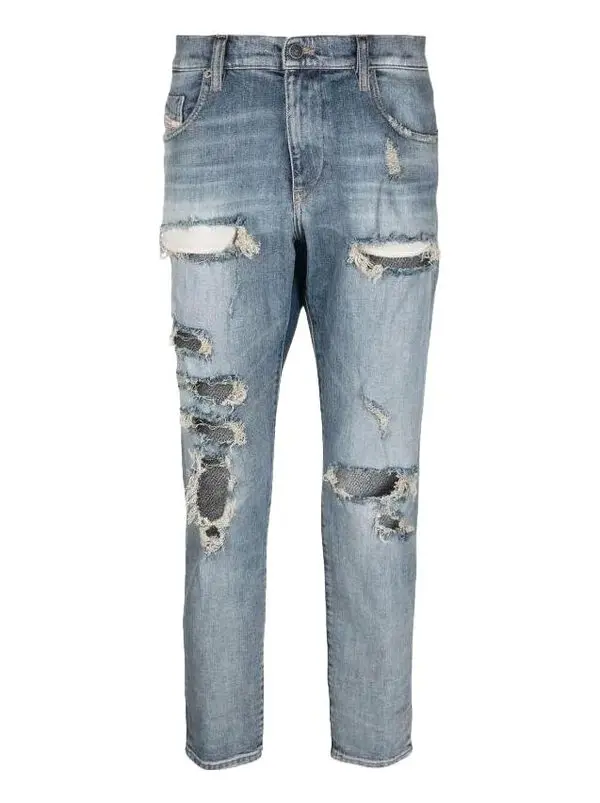 DIESEL® Distressed Straight-leg Jeans - Gray