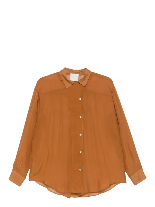 FORTE_FORTE Chiffon Silk Shirt - Brown