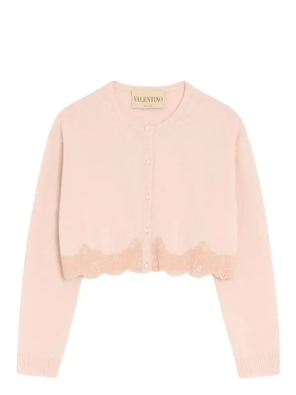 Valentino Garavani Wool Cardigan With Lace Detail - Nude