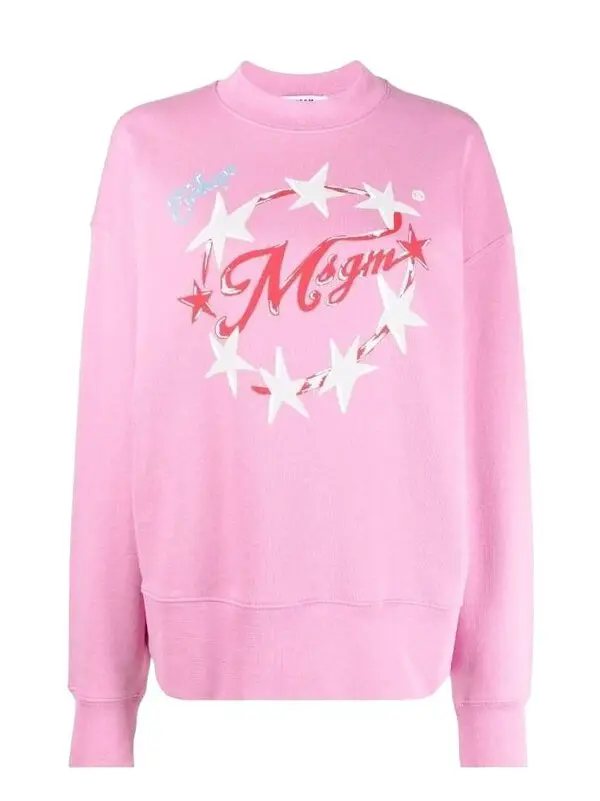 MSGM Logo Print Crewneck Sweatshirt - Pink