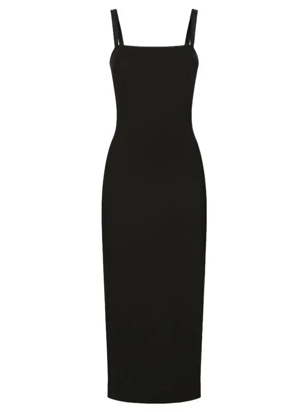 Dolce & Gabbana Ribbed Sheath Dress With Square Neckline - Black