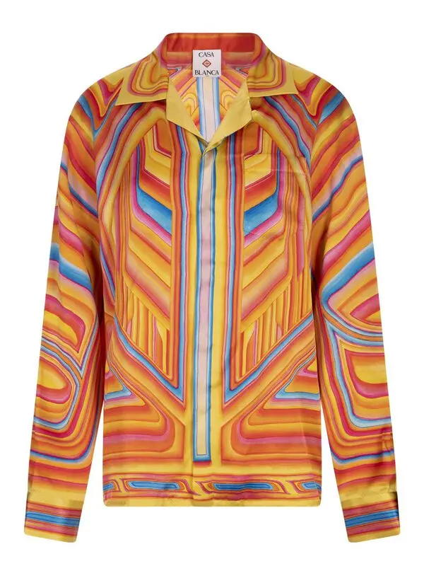 Casablanca Graphic Print Long Sleeve Shirt - Brown