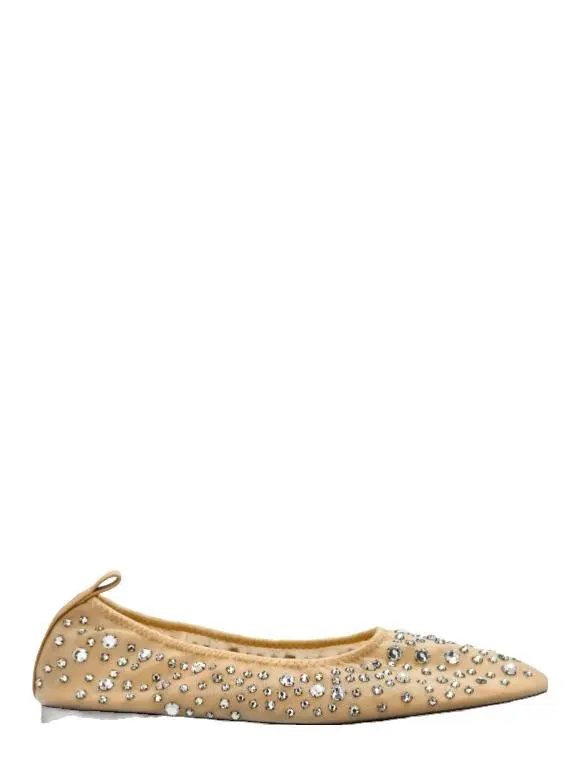 Tory Burch Embellished Crystal Ballet Flats - Beige