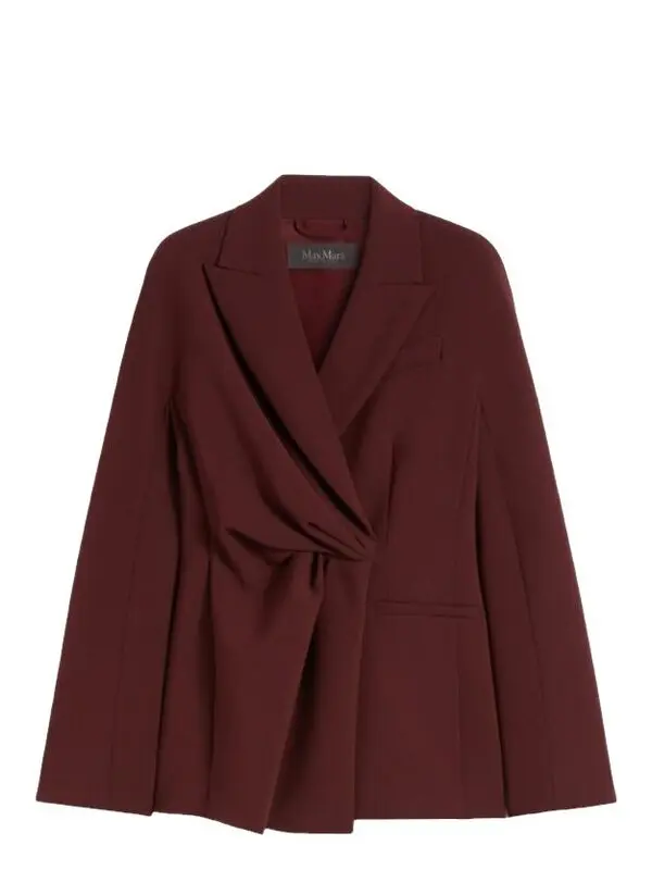 Max Mara Wrap Jacket In Cady With Peak Lapel - Cherry Color