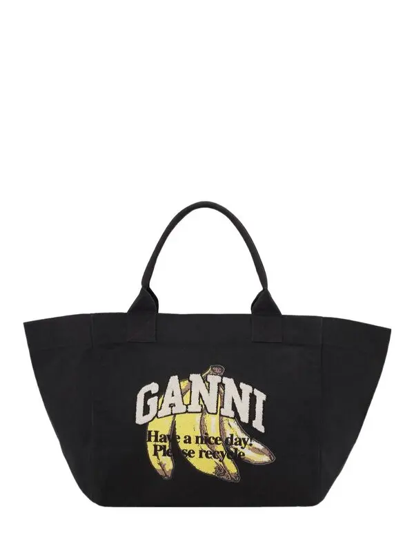 GANNI Banana Print Tote Bag - Black