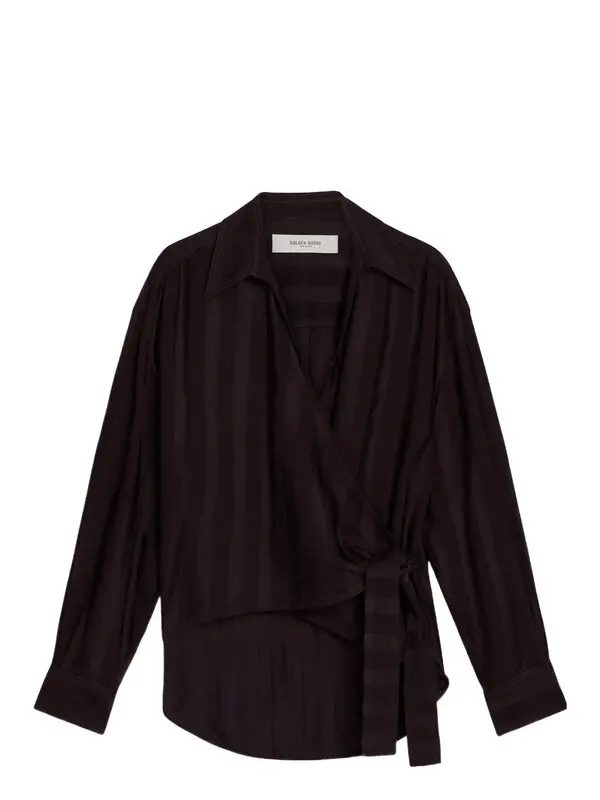 GOLDEN GOOSE Striped Wrap Shirt - Black
