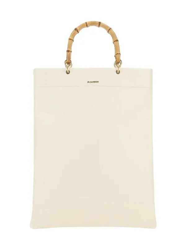 JIL SANDER Medium Shoulder Bag With Bamboo Handles - White