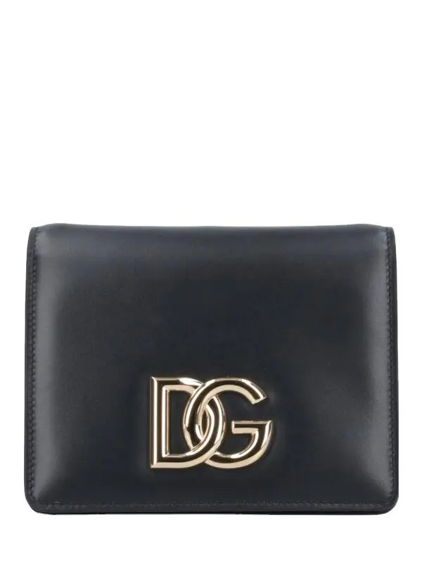 Dolce & Gabbana Logo Plaque Foldover Crossbody Bag - Black