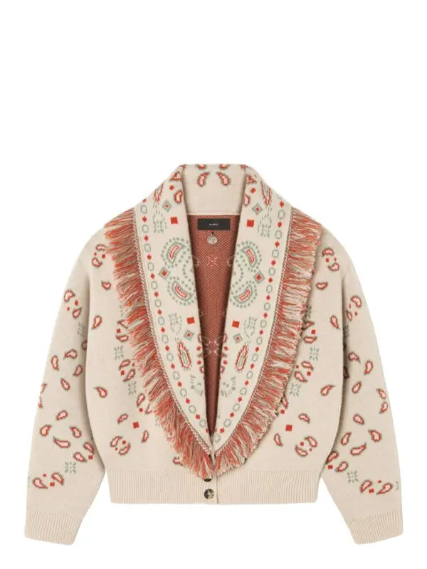 Alanui Fringed Bandana Short Cardigan - Nude