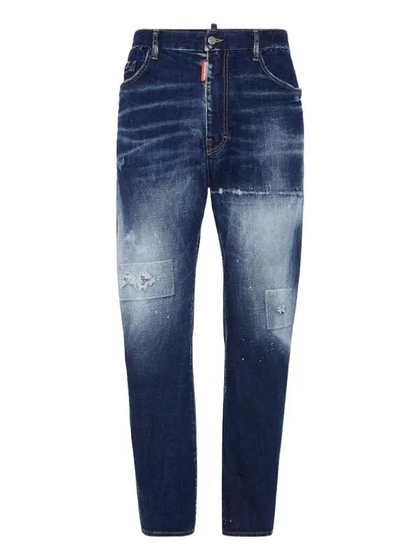 Dsquared2 Distressed Stretch-cotton Jeans - Navy