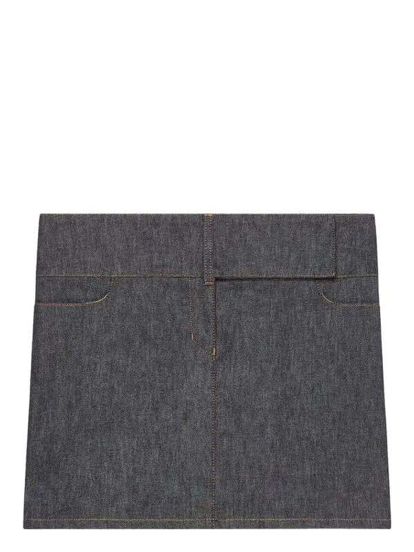 COURREGES Embroidered Belted Denim Mini Skirt - Dark Gray