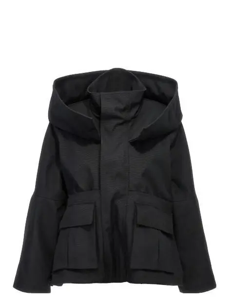 Balenciaga Oversized Zip-up Jacket With Stand Collar And Drawstring Waist - Black