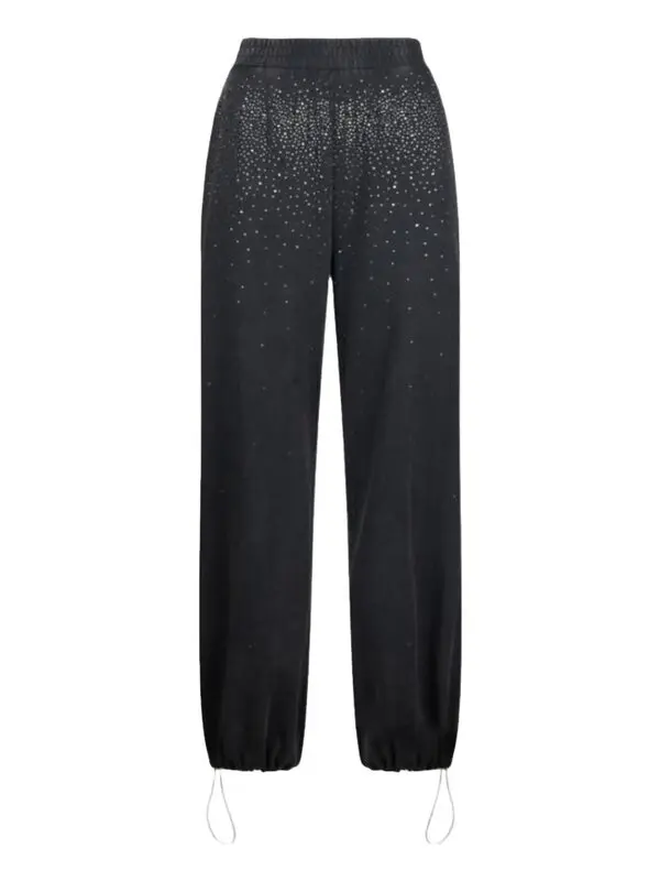 Liu Jo Embellished Trousers With All-over Logo - Black