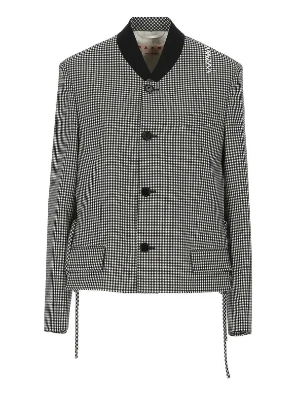 Marni Gingham Check Button-up Jacket - Gray