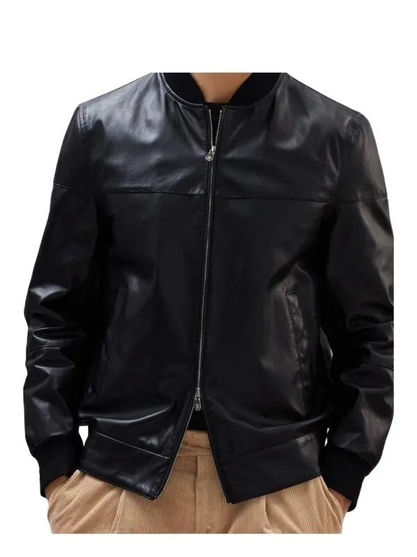 Brunello Cucinelli Leather Bomber Jacket - Black