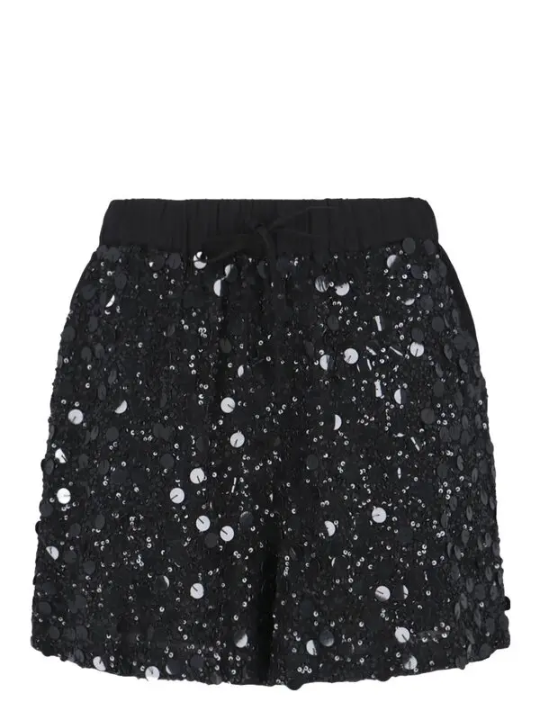 P.a.r.o.s.h Sequin Embellished Drawstring Shorts - Black