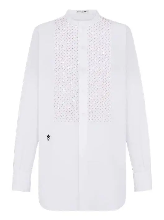 Dior Long Sleeve Shirt With Standing Collar - White