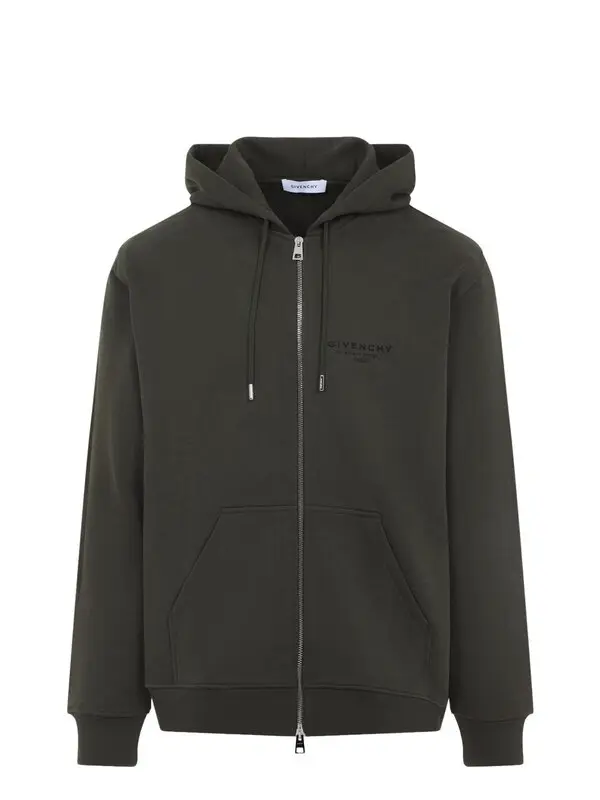 Givenchy Logo Printed Zipped Hoodie - Khaki