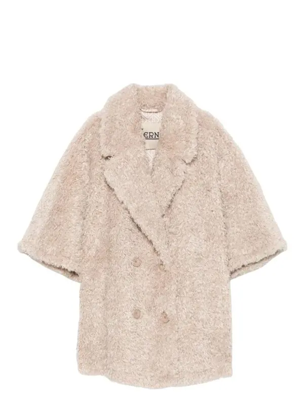 Herno Double-breasted Faux-shearling Jacket - Nude